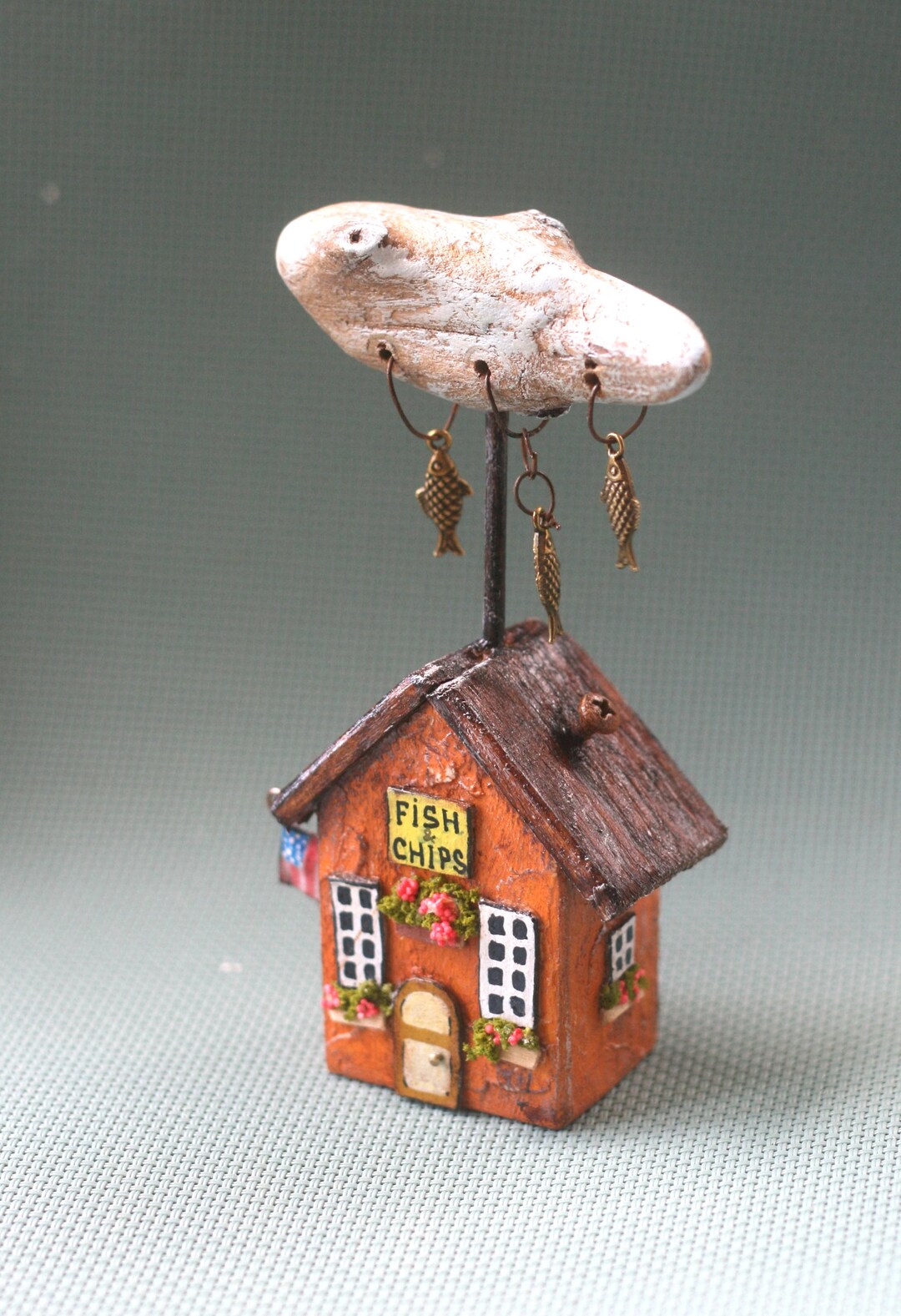 Miniature Fish and Chips Shop Decor: Handmade Wood House With Metal ...