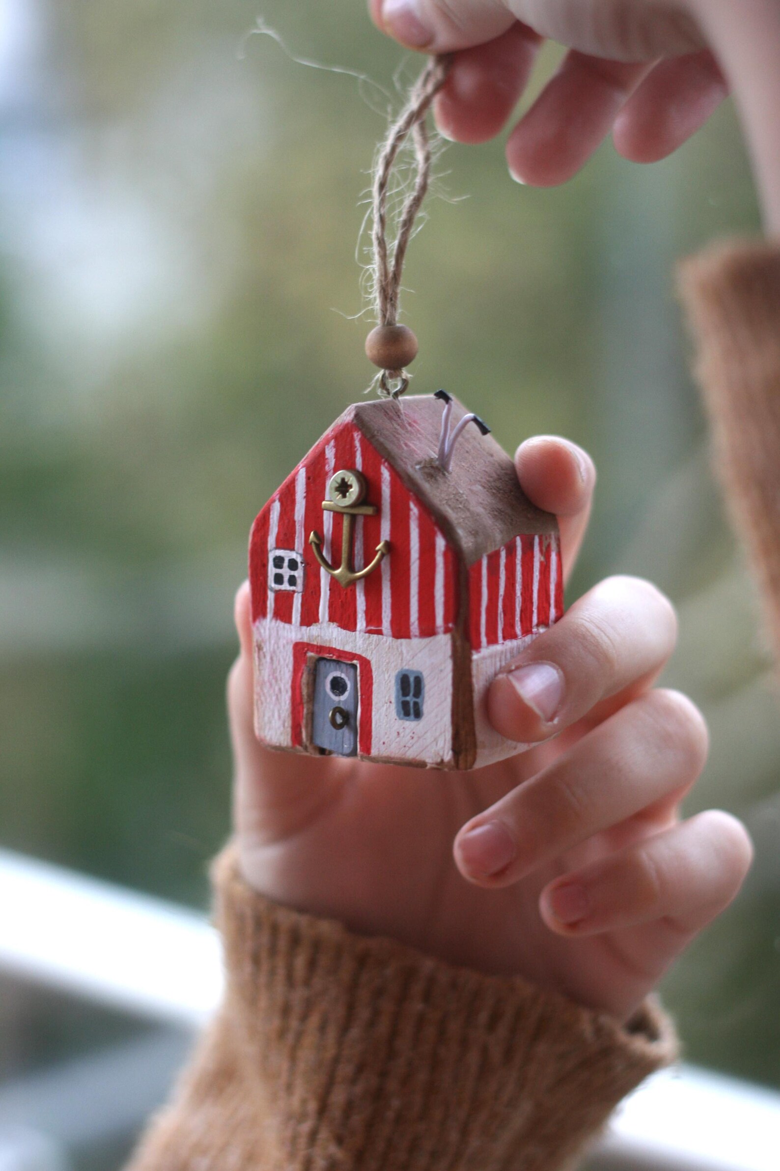 Hand-painted Nautical Wooden Houses • Coastal Decor Ornament - Etsy