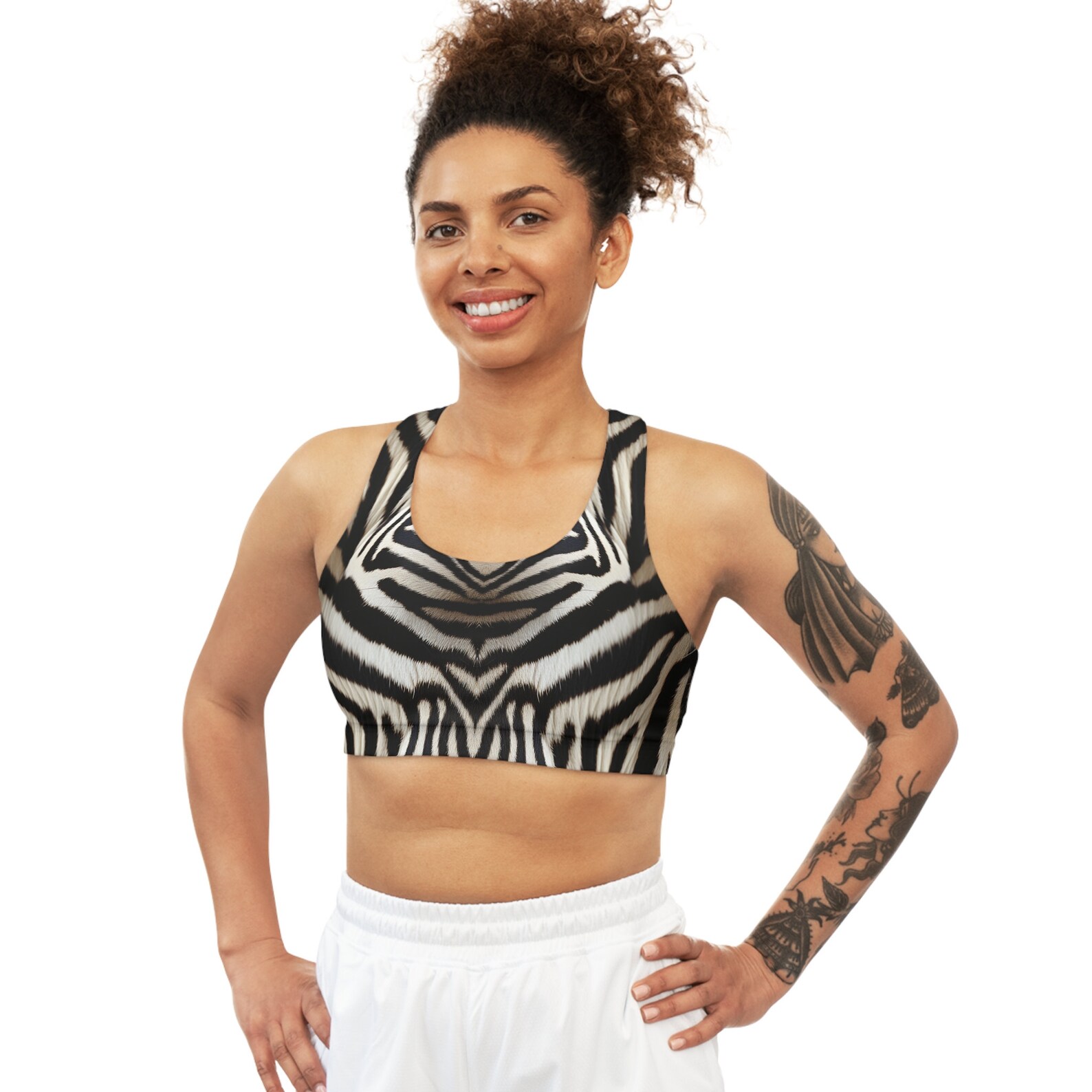 Zebra Sports Bra, Animal Print, Black and White Stripes, Exclusive ...
