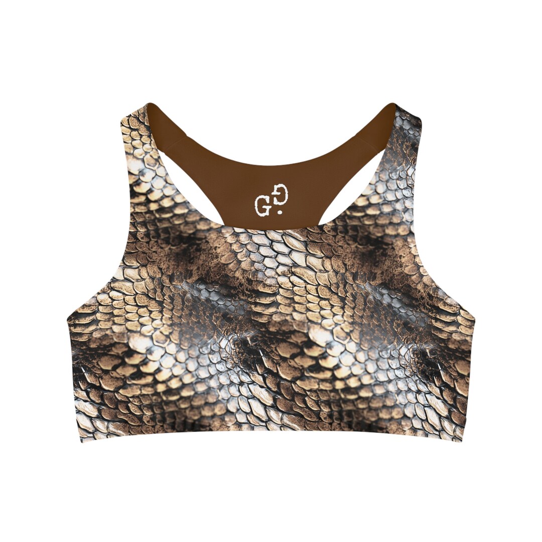 Realistic Snake Skin Sports Bra, Snake Scales Pattern, Exclusive Design ...