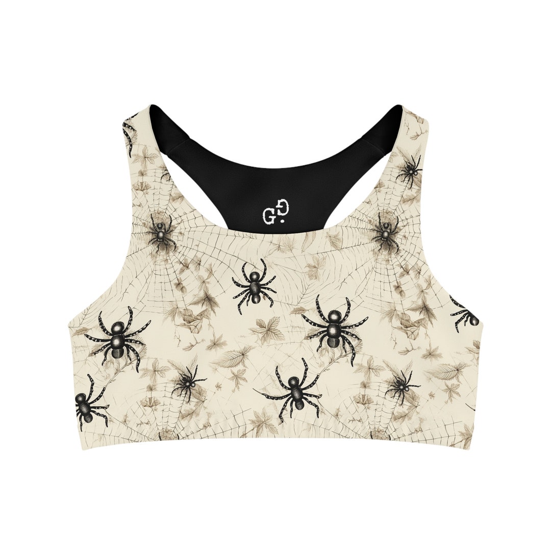 Spiders Sports Bra, Goth, Dark, , Spooky, Spiderwebs, Seamless ...
