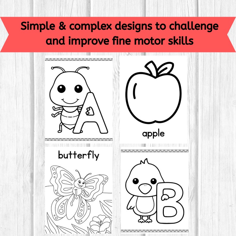 A-Z Alphabet Coloring Pages for Kids Age 2-5 With Jumbo - Etsy