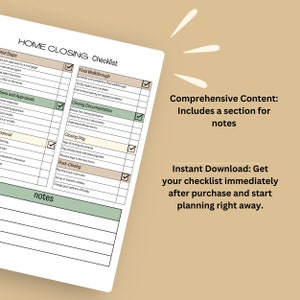 Printable Home Closing Checklist, Digital Closing Checklist - Etsy UK