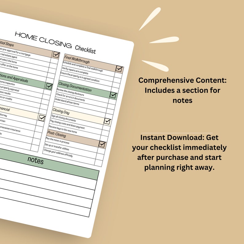 Home Closing Checklist: Printable & Digital PDF Guide - Etsy