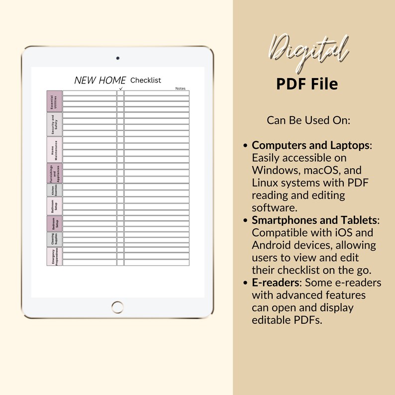 New Home Printable Checklist, Digital New Home Essentials List - Etsy