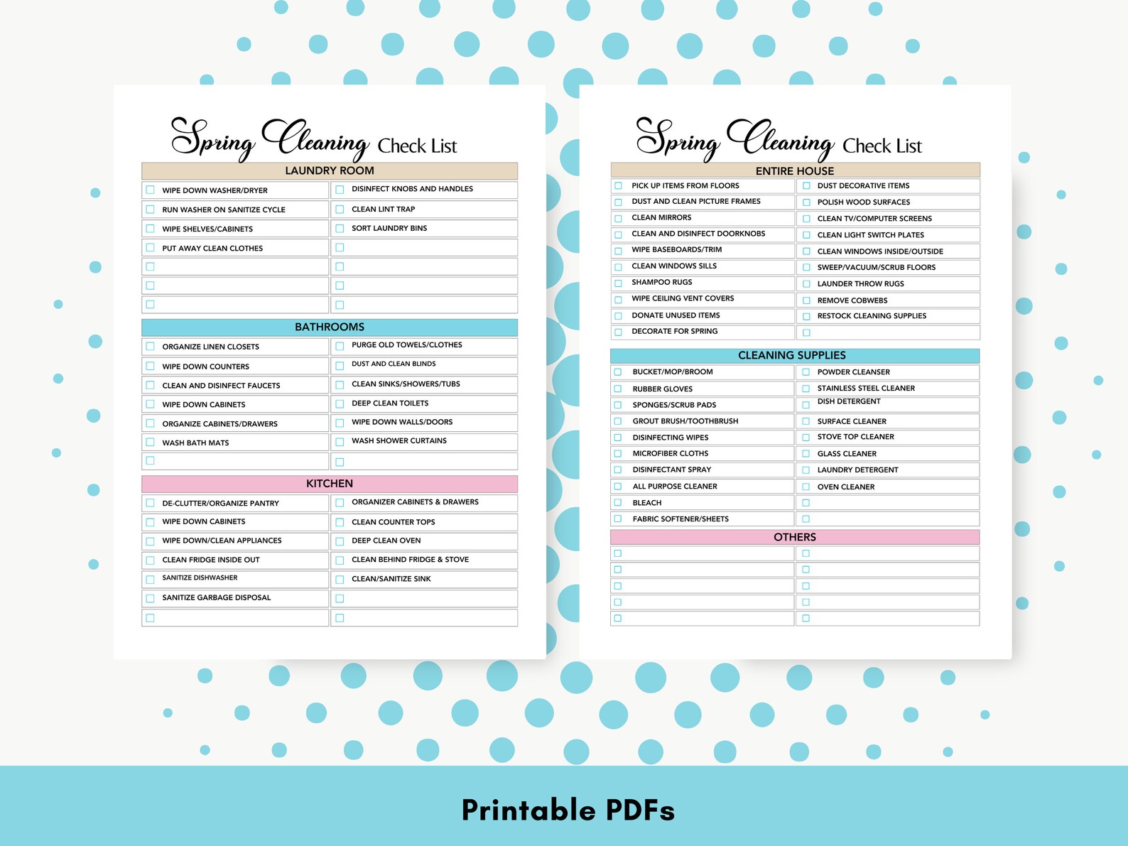 Spring Cleaning Checklist, Printable Cleaning Checklist, House Cleaning ...