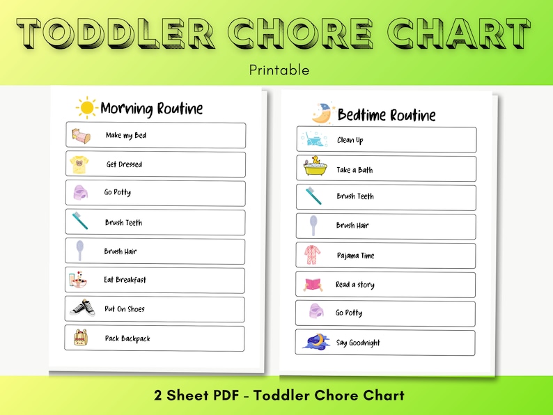 Kids Toddler Printable Chore Chart - Etsy