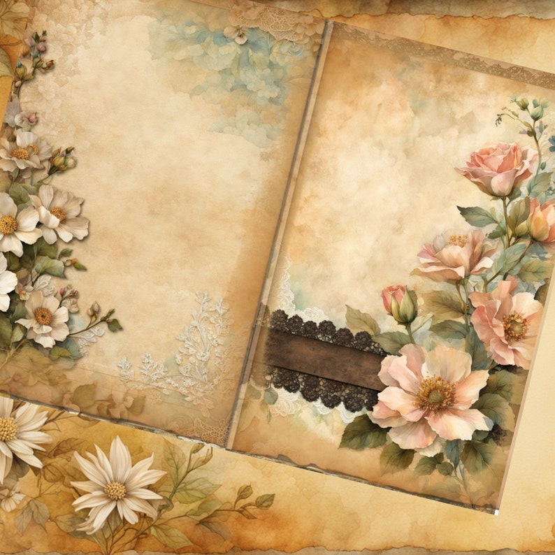 Floral Junk Journal Printable Pages, Flower Junk Journal Kit, Floral ...