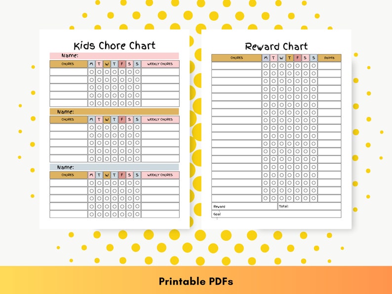 Printable Kids Daily Weekly Boys Girls Chore Chart - Etsy