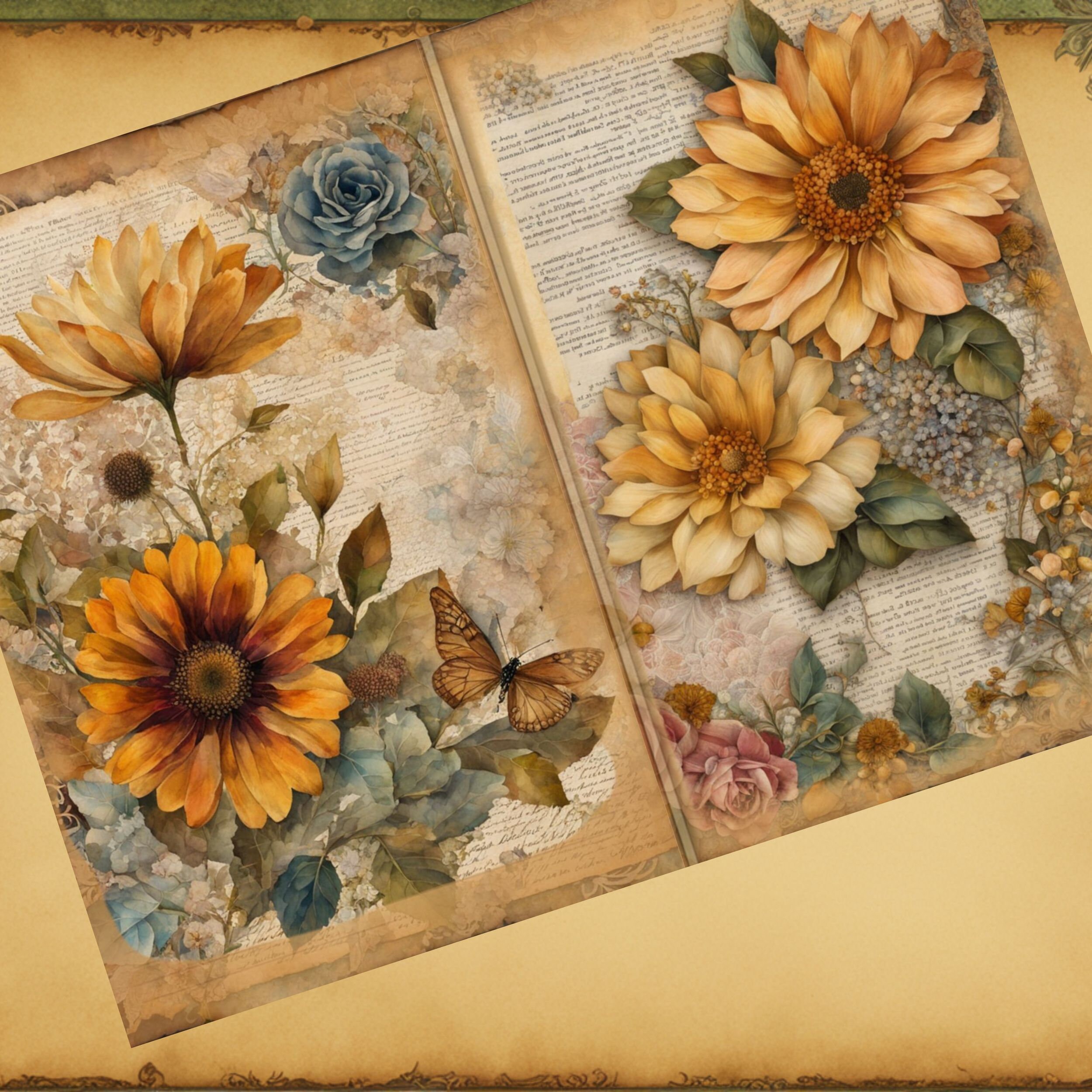 Floral Junk Journal Printable Pages, Flower Junk Journal Kit, Floral ...