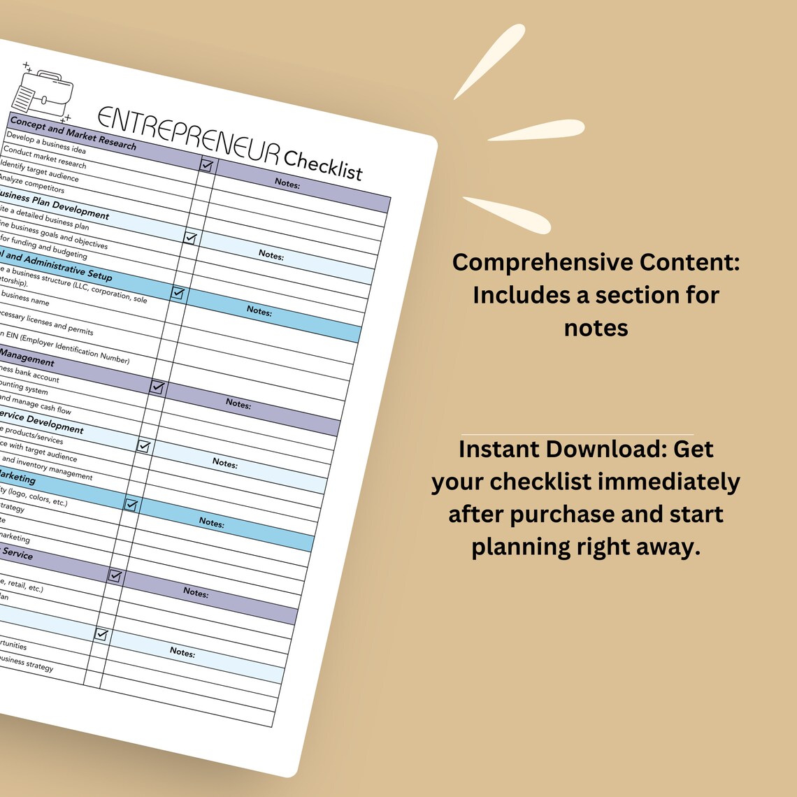 Startup Small Business Printable Checklist, Entrepreneur Checklist - Etsy