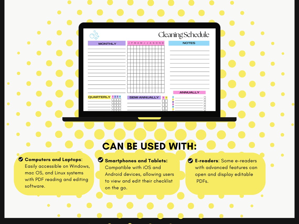 Digitial Printable Monthly Weekly Daily Cleaning Checklist Planner ...