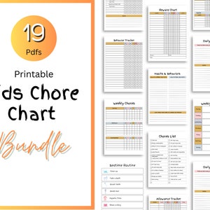 Printable Kids Daily Weekly Boys Girls Chore Chart - Etsy