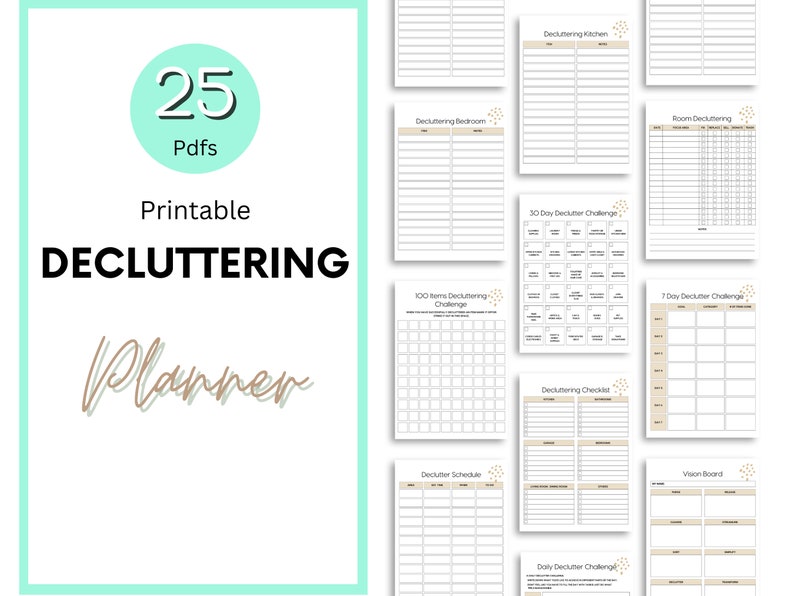 Printable Declutter Workbook Checklist Planner, 30 Day Declutter ...