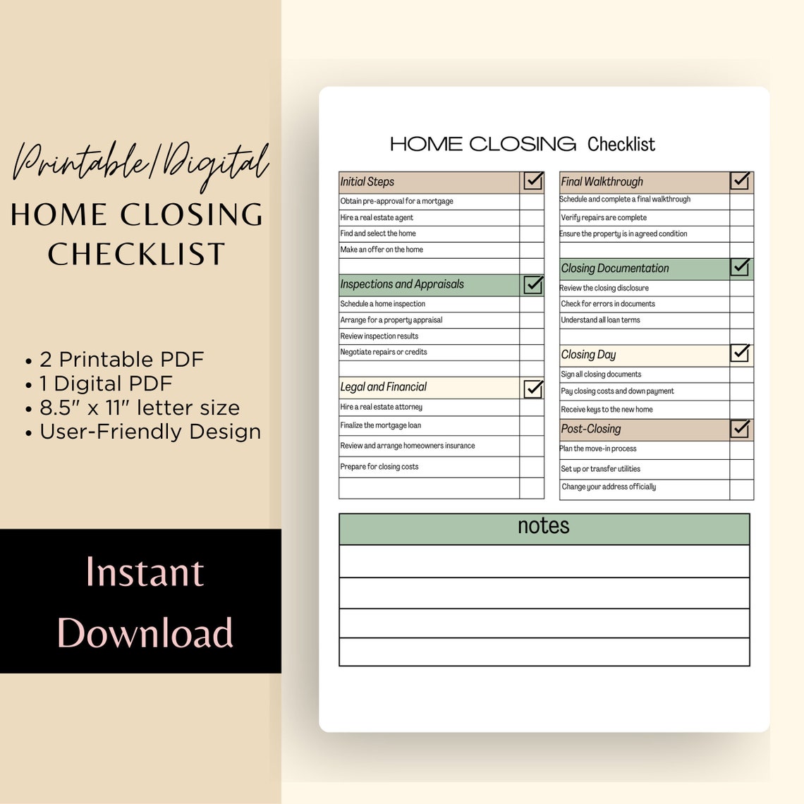 Home Closing Checklist: Printable & Digital PDF Guide - Etsy