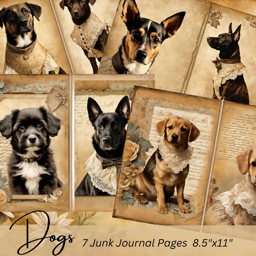 Dog Junk Journal Printable Pages, Dogs Junk Journal Kit, Floral ...
