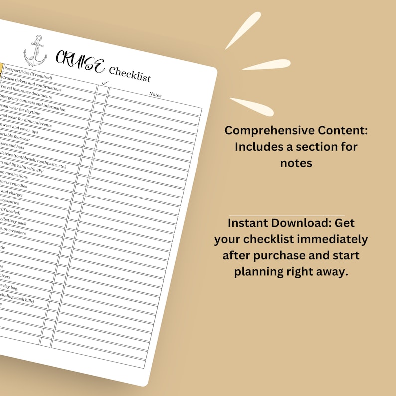 Cruise Packing Checklist Printable: Minimalist Trip Planner (PDF ...