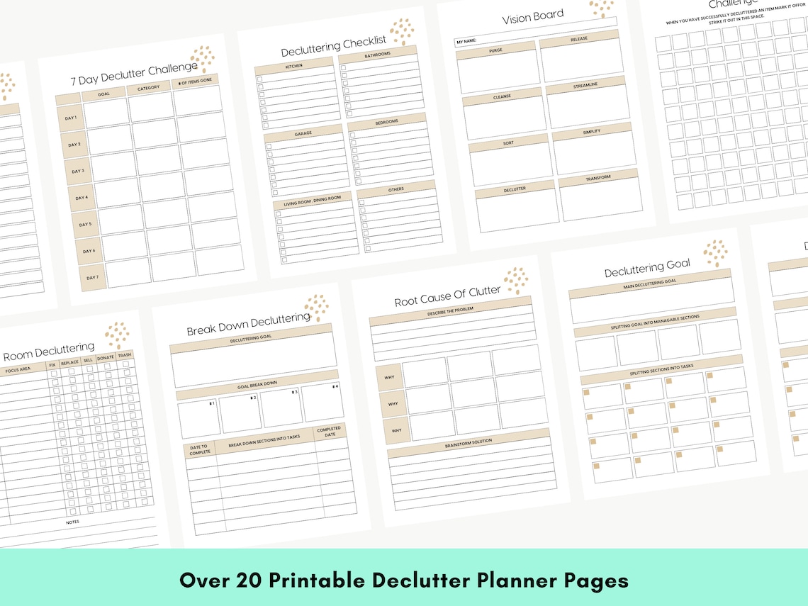 Printable Declutter Workbook Checklist Planner, 30 Day Declutter ...