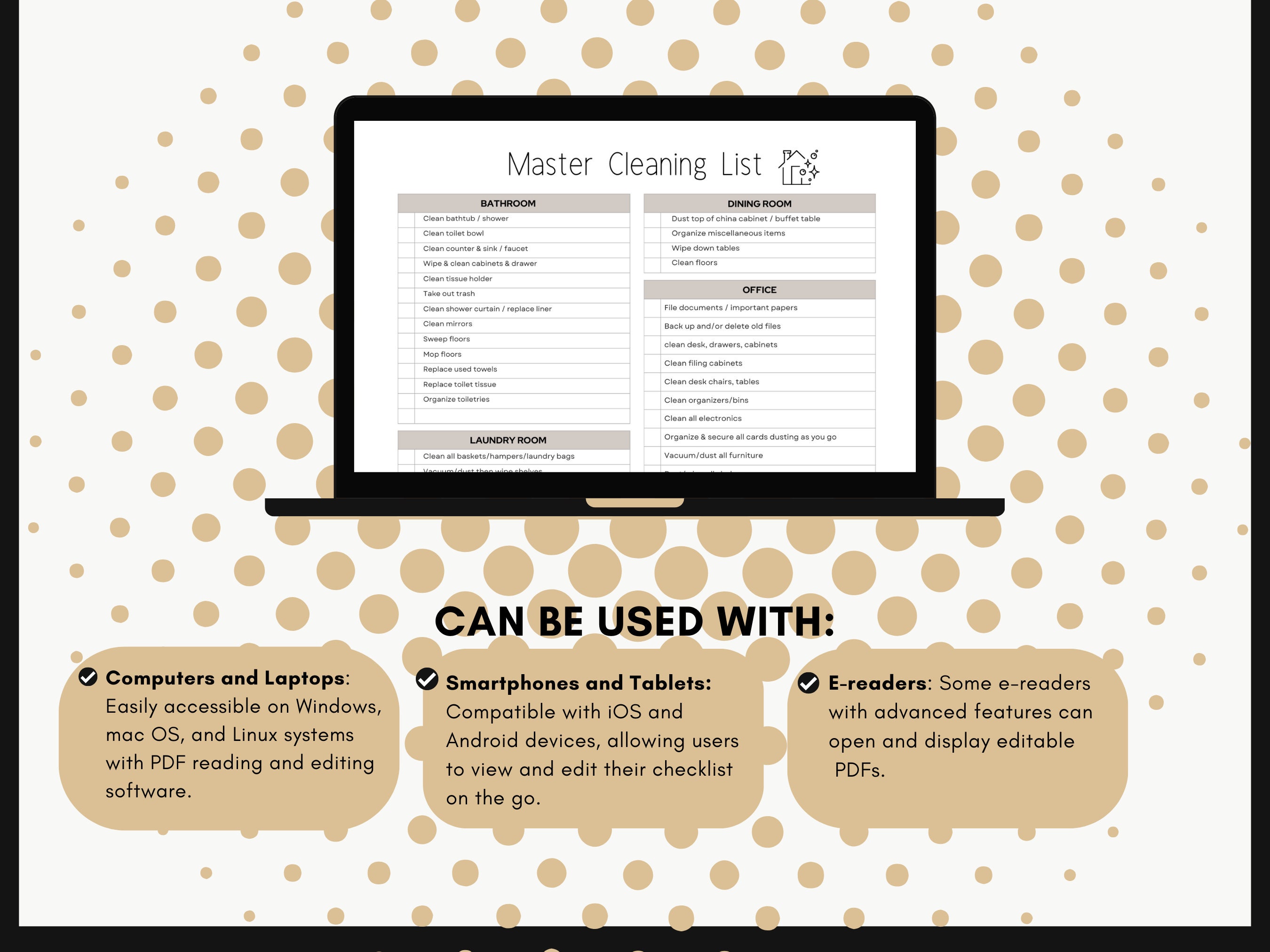 Master Cleaning Checklist, Master Cleaning List Printable, Cleaning ...