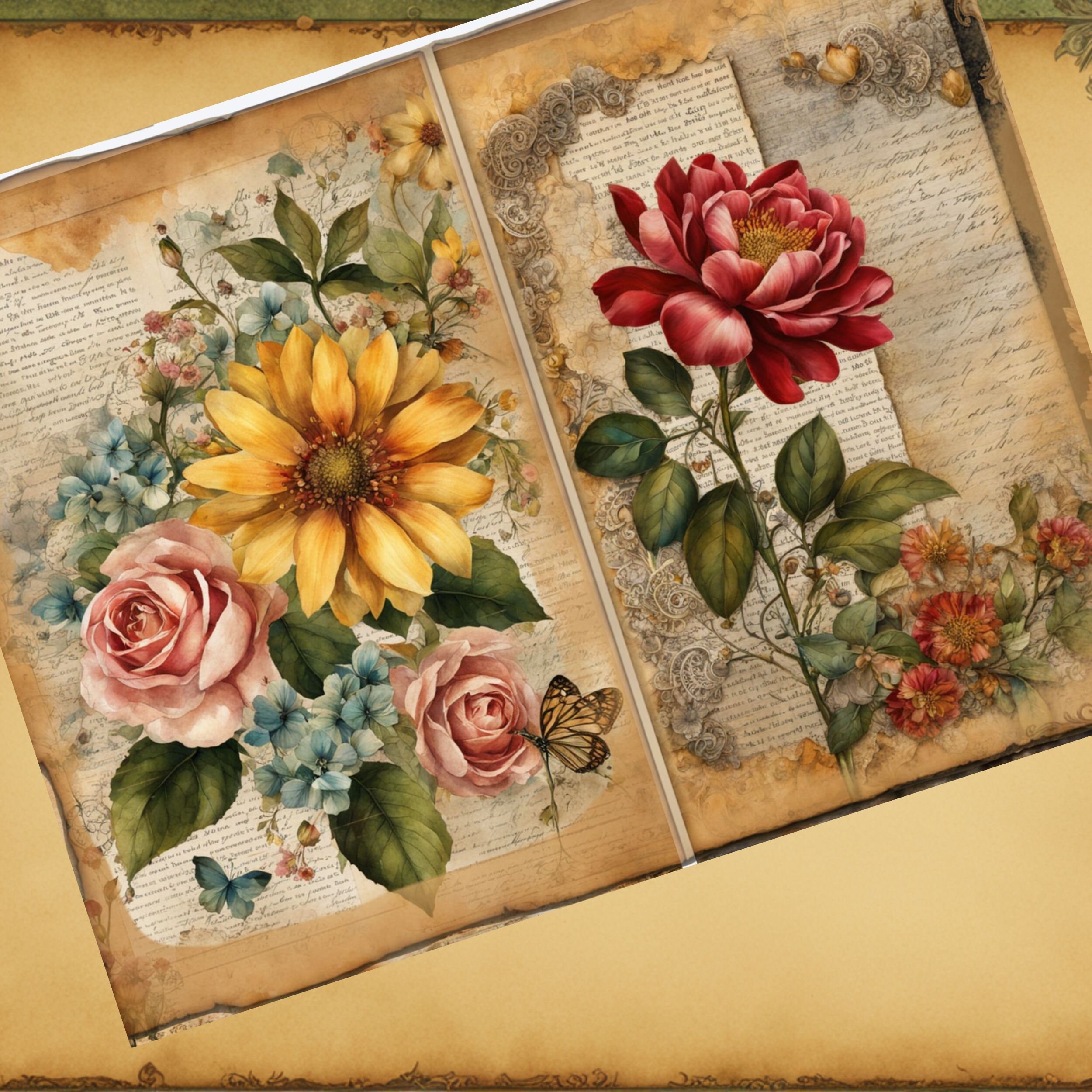 Floral Junk Journal Printable Pages, Flower Junk Journal Kit, Floral ...