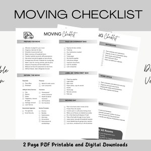 Printable Moving Guide Checklist, Digital Moving to Do List, Packing ...