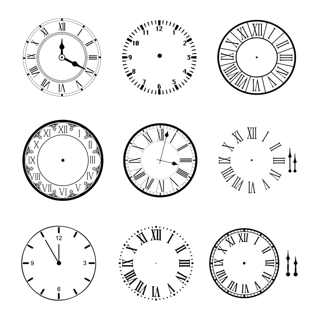 Clock Face SVG Bundle, Clock Svg, Clock Face Clipart Bundle Cut Files ...