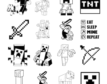 Mncrft SVG, Game Head Svg, Eps, Png, Dxf for Cricut, Silhouette ...