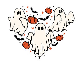 Ghost Heart SVG, Halloween Svg, Spooky Season Svg, Ghost Clip Art, Boo ...
