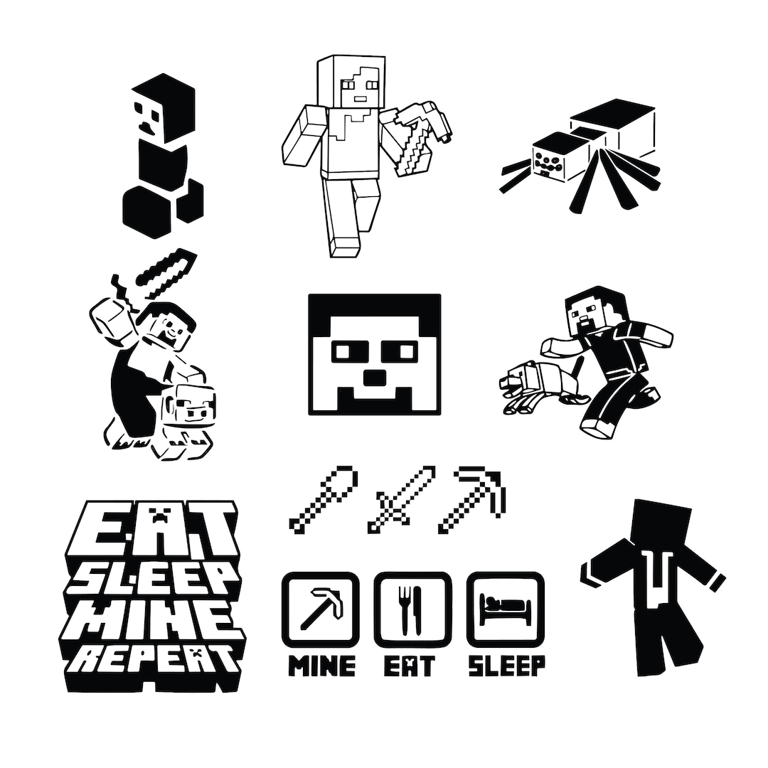 Mncrft SVG, Game Head Svg, Eps, Png, Dxf for Cricut, Silhouette ...