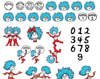 Layered Svg Files, Thing 1 Thing 2 Svg, Font Files, Svg for Cricut ...