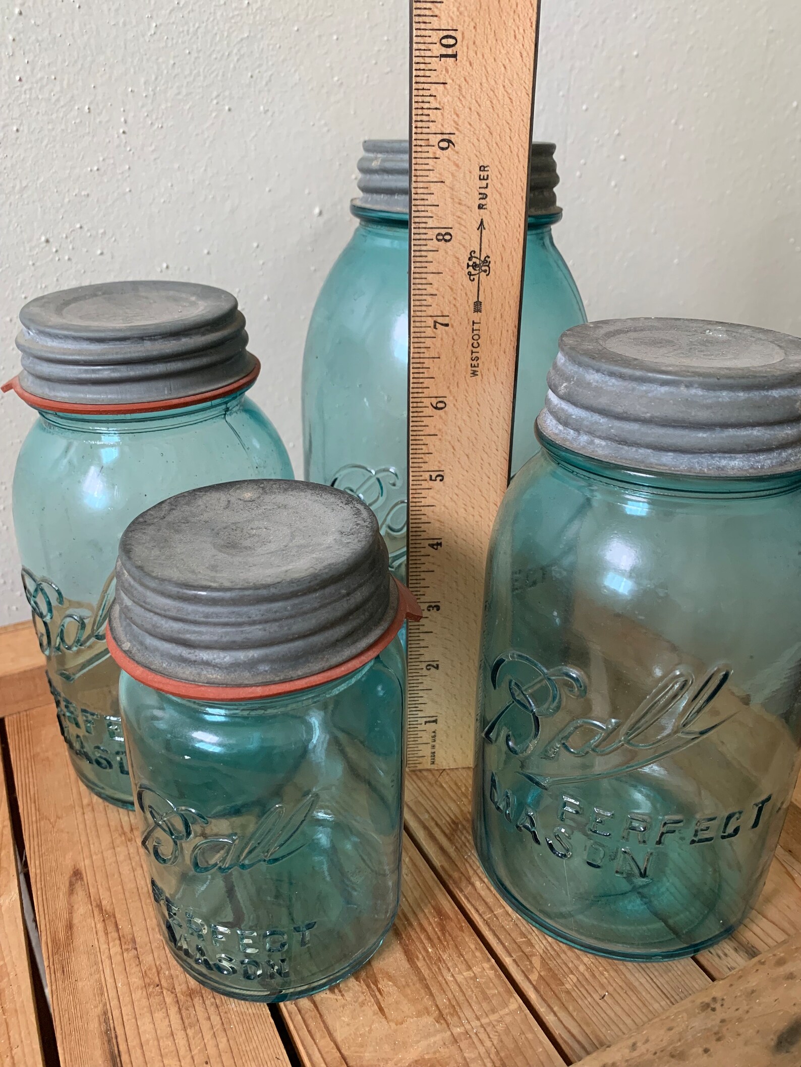 Blue Ball Perfect Mason Jars With Zinc Lids, Vintage - Etsy