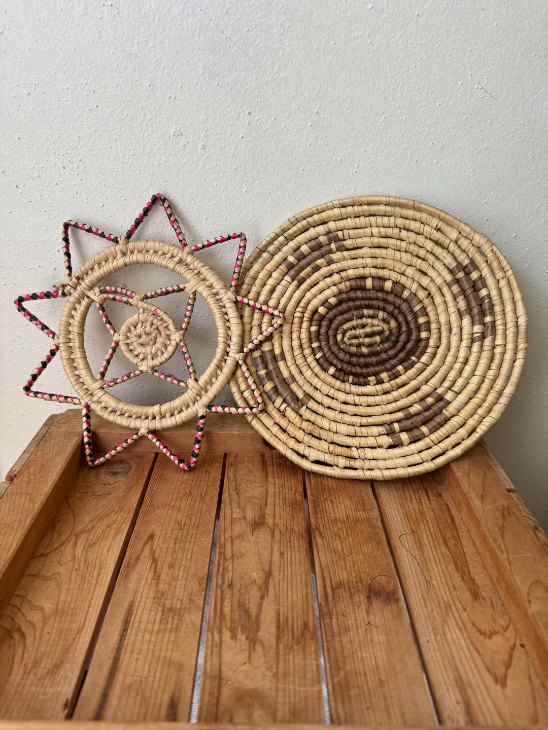 Natural Woven Trivets in Brown Tones, Set of Two - Etsy