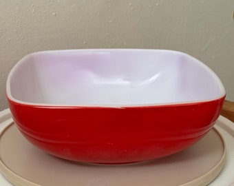 Vintage Pyrex 525-B Red Square 2.5 Quart Square Casserole With Lid - Etsy