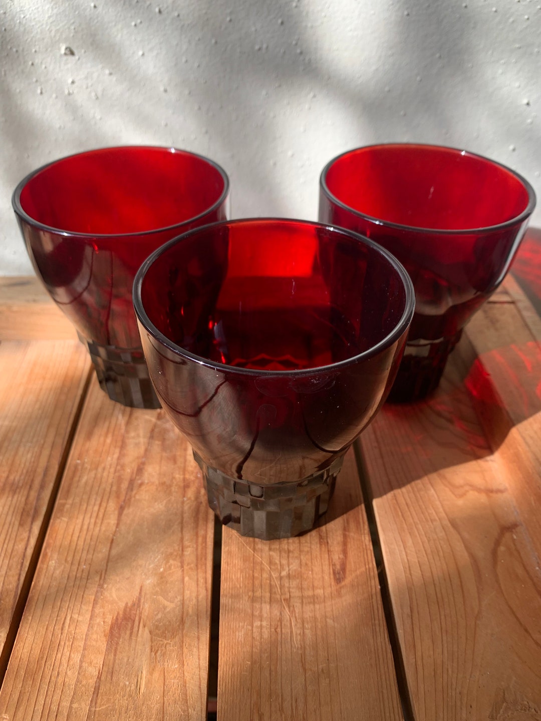 Ruby Red Anchor Hocking Glasses, Windsor Pattern, Vintage - Etsy