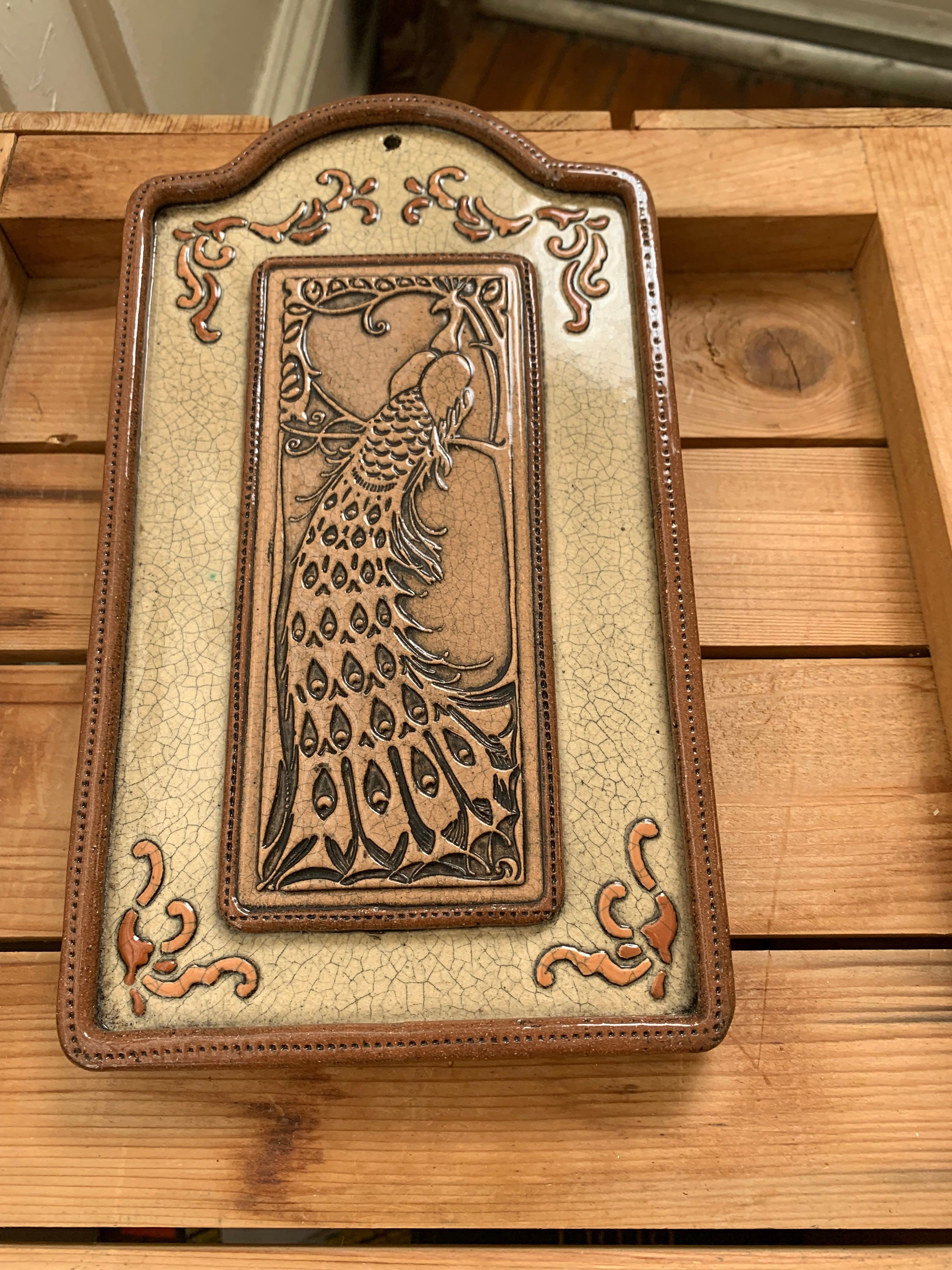 Vintage Wall Plaque, Glazed Pottery, Peacock - Etsy