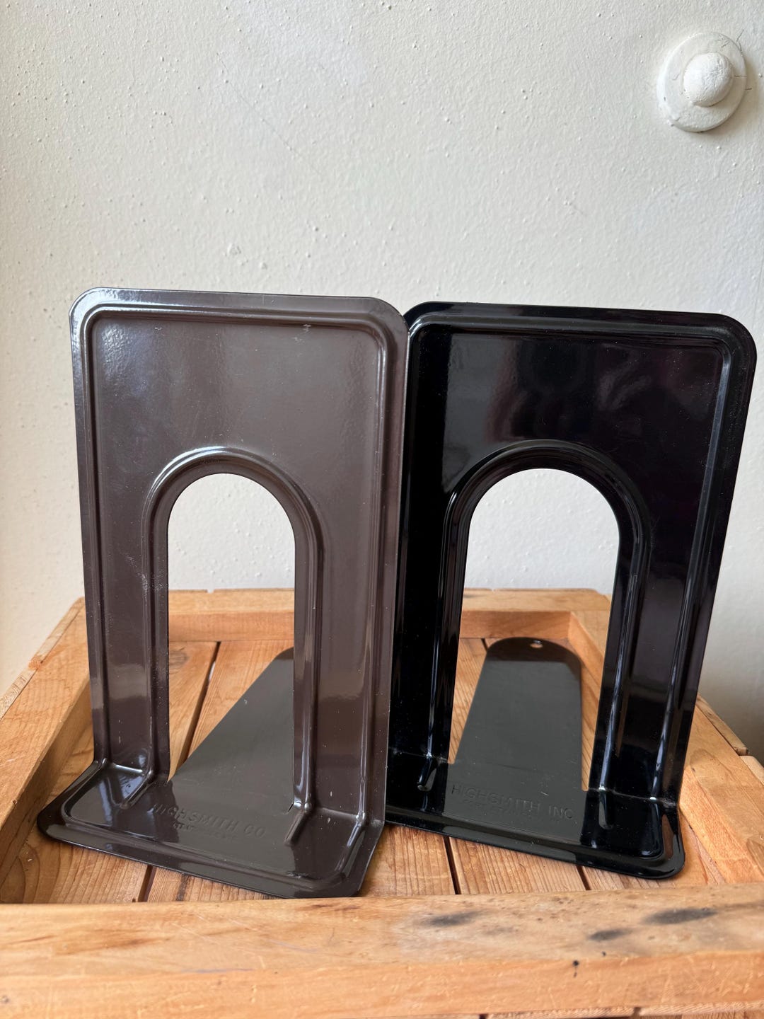 Hidhsmith Large Bookends, One Black, One Brown, Set of Two. Heavy Duty ...