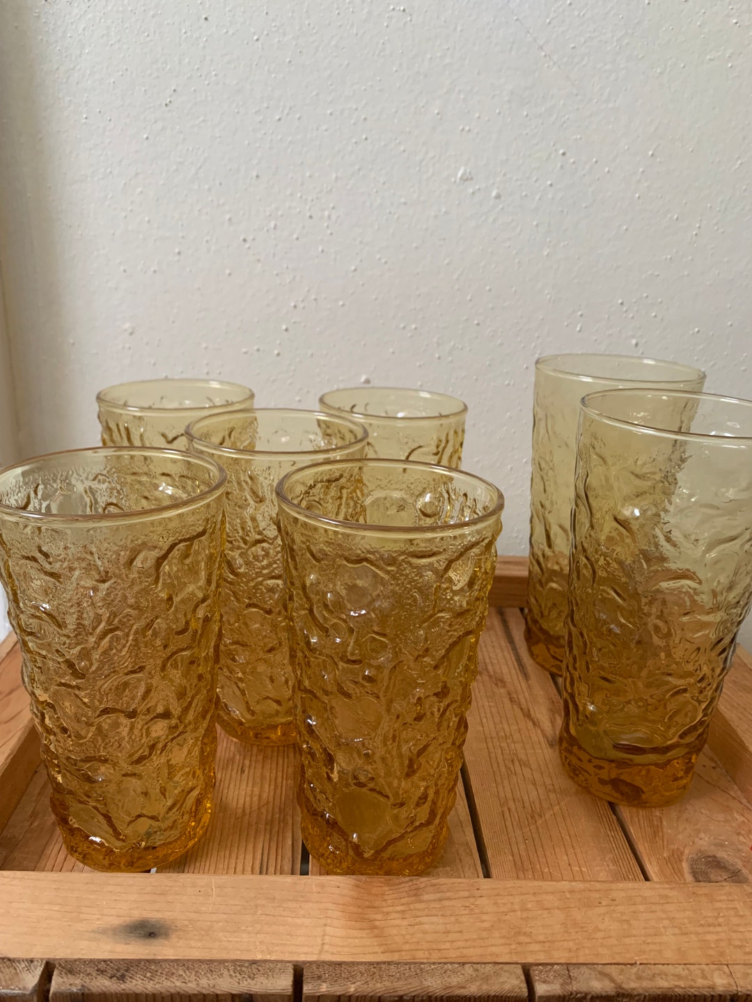 Anchor Hocking Amber Textured Drinking Glasses / Tumblers, Vintage - Etsy