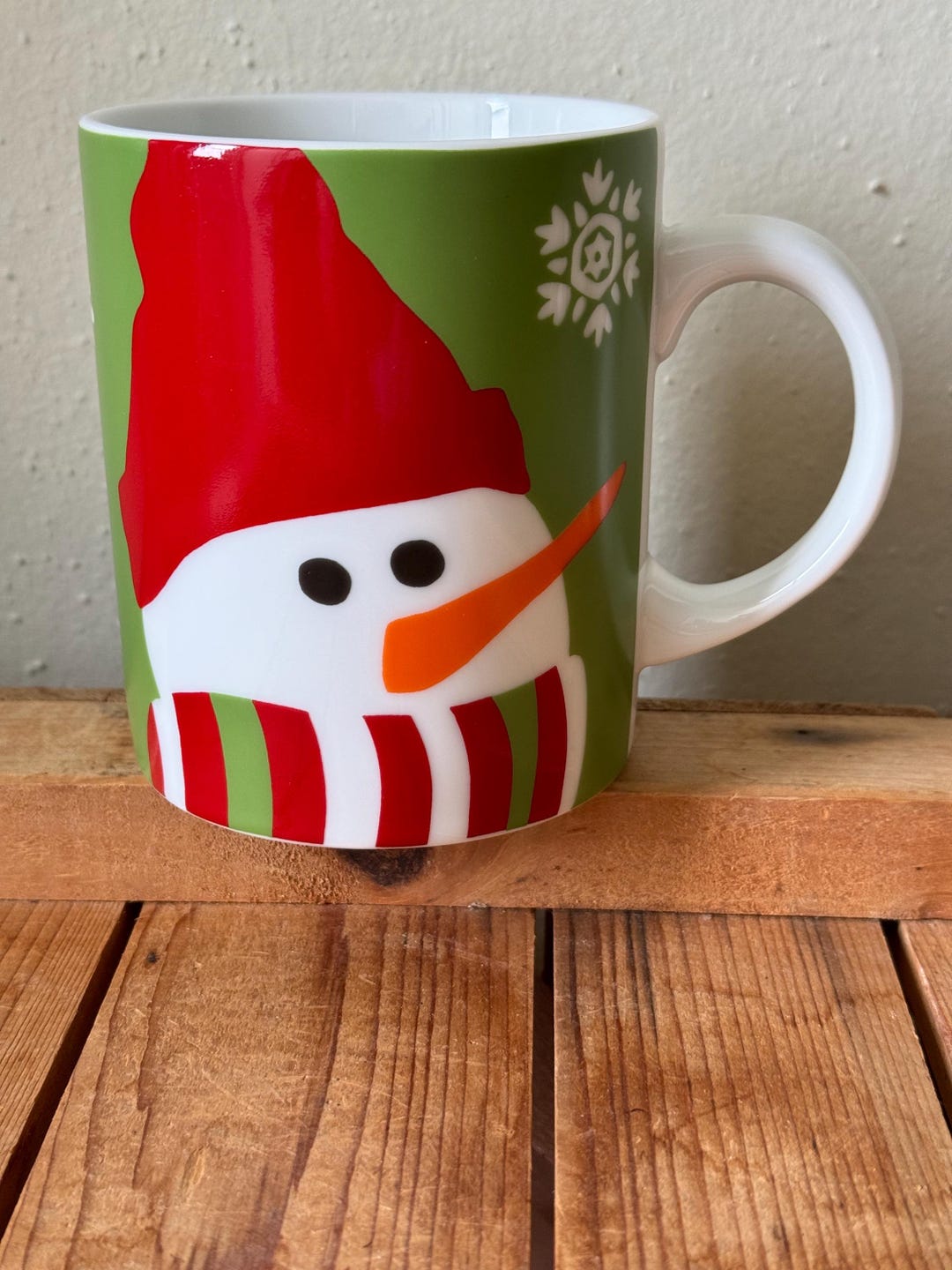 Crate and Barrel Snowman Coffee Cup / Mug on Green Background - Etsy