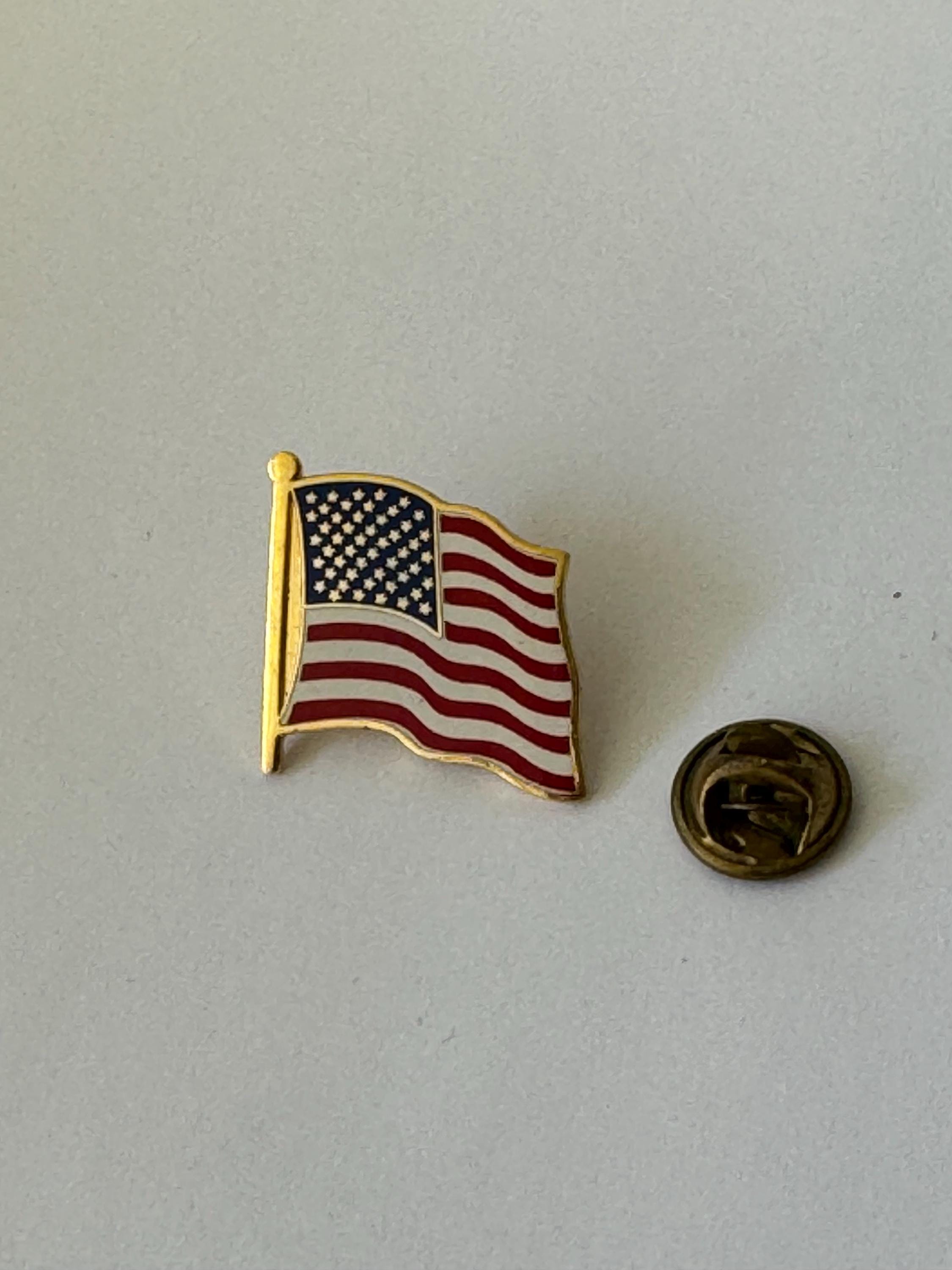 American Flag Pin, Enameled, Gold - Etsy