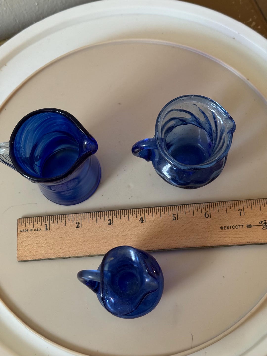 Cobalt Blue Glass Mini Pitchers, Vintage, Set of 3. - Etsy
