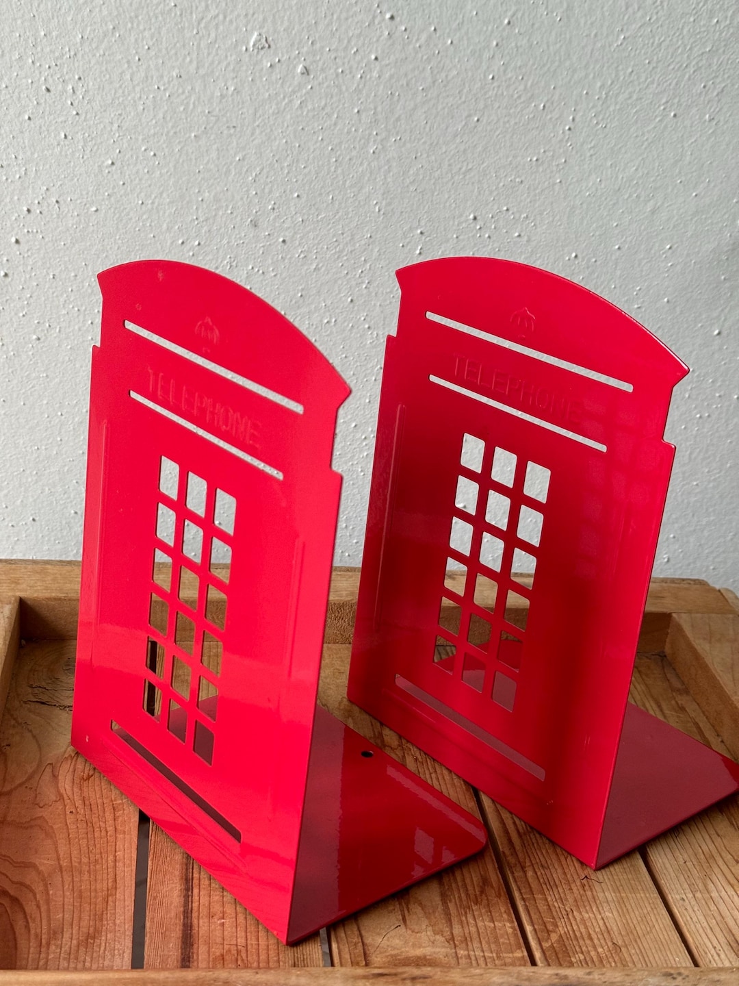 British Telephone Booth Red Metal Bookends, Set of Two. - Etsy