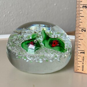 Glass Paperweight With Lady Bugs on Leaves, Bubbles. - Etsy