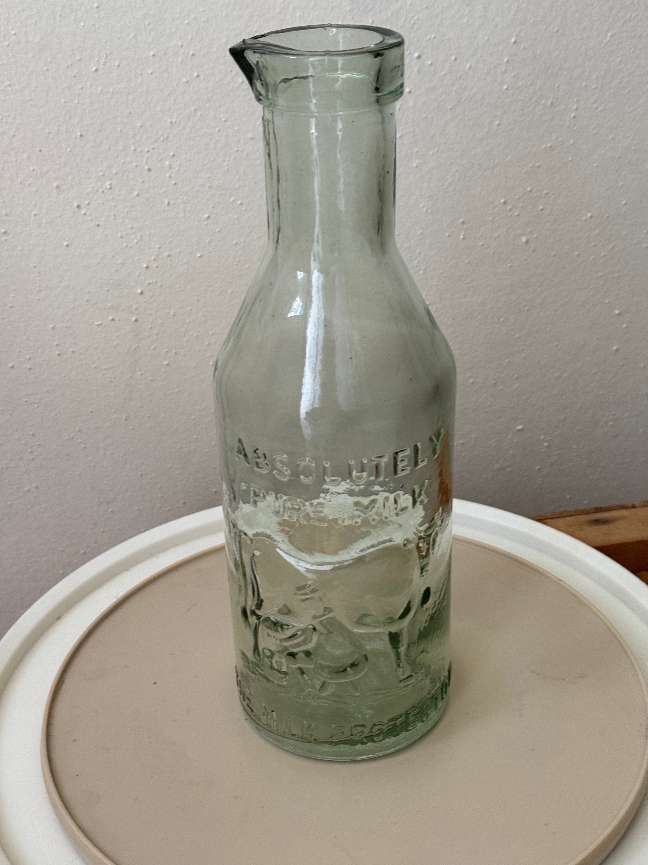 Absolutely Pure Milk Green Glass Vintage Milk Bottle, the Milk ...