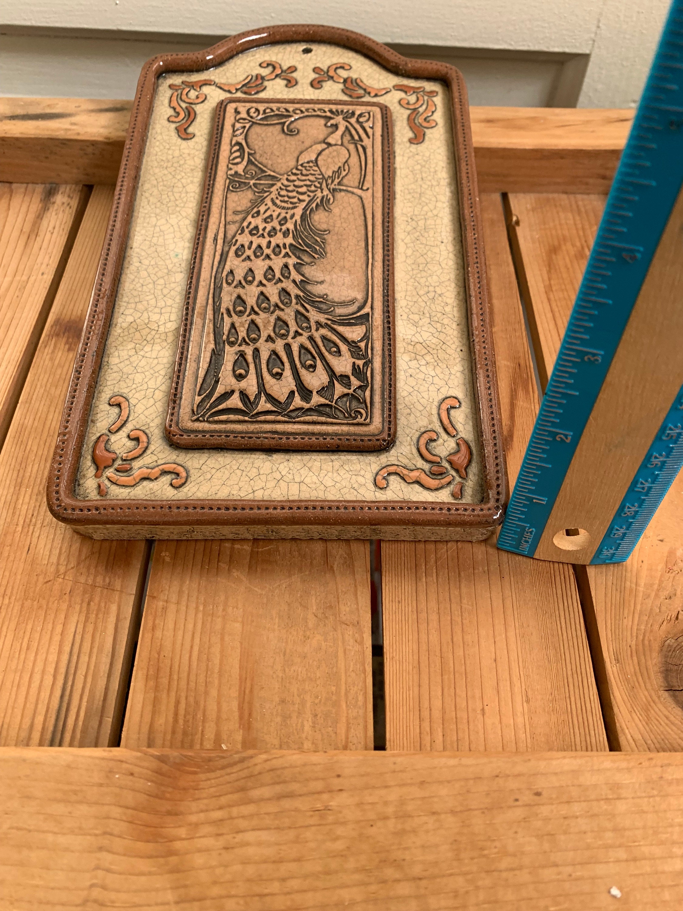 Vintage Wall Plaque, Glazed Pottery, Peacock - Etsy
