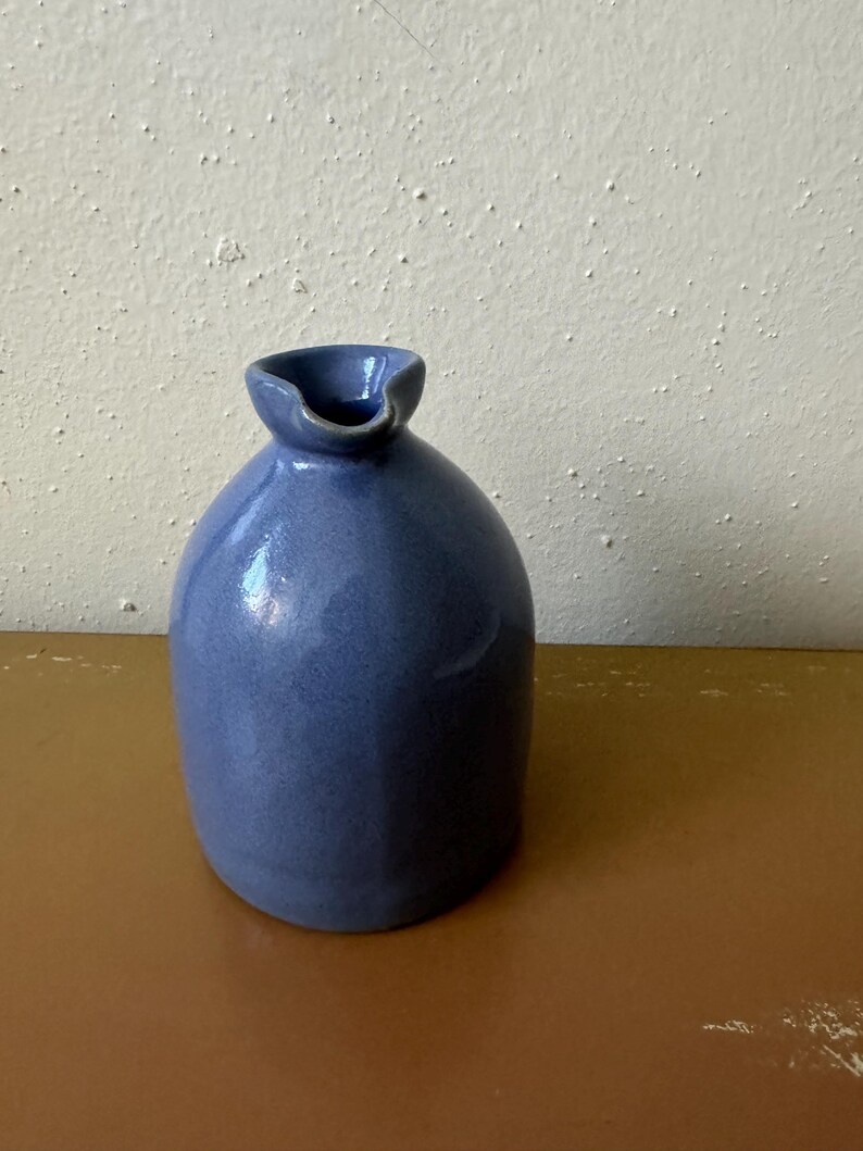 Small Glazed Blue Stoneware Jug / Pitcher - Etsy
