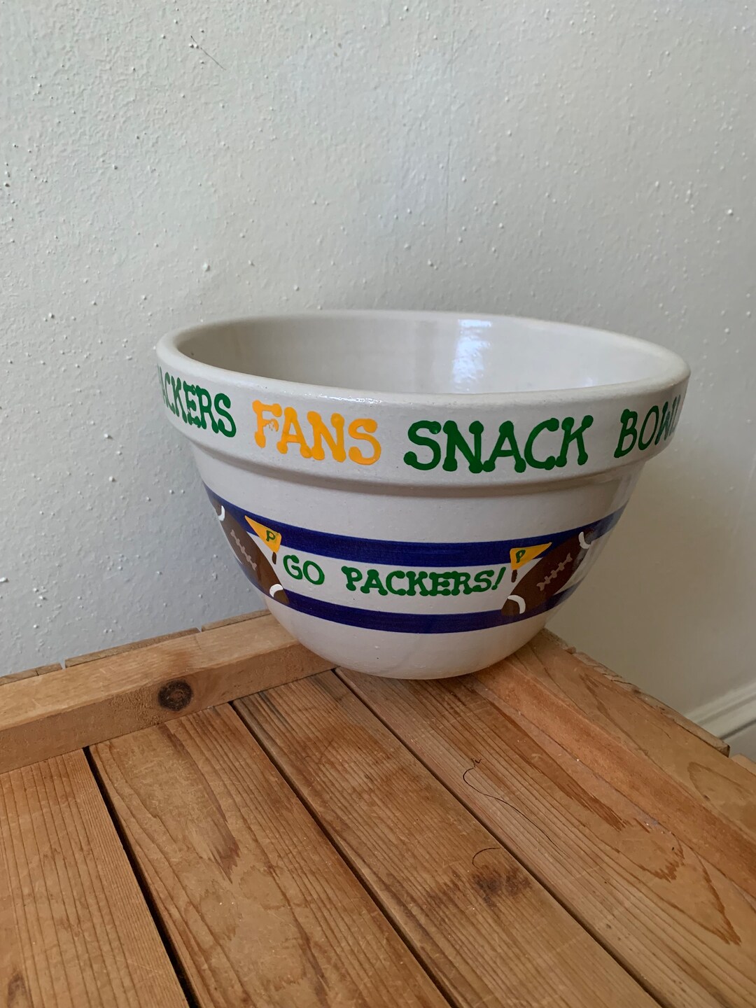 Roseville Pottery Bowl, Decorated for Green Bay Packers Football, 3 1/2 ...
