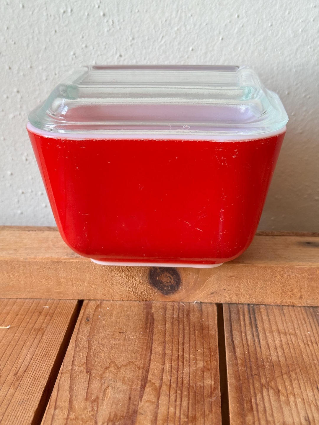 Pyrex Small Red Rectangular Refrigerator Container With Clear Glass ...
