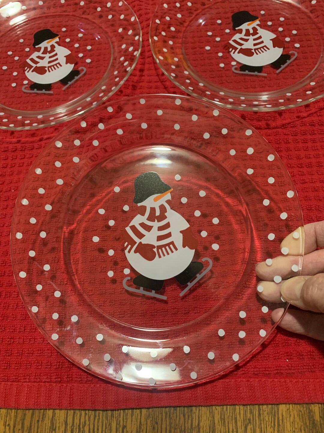 Snowman on Skates Plates, 8”, Crate and Barrel, Set of Six - Etsy