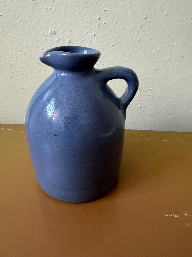 Small Glazed Blue Stoneware Jug / Pitcher - Etsy