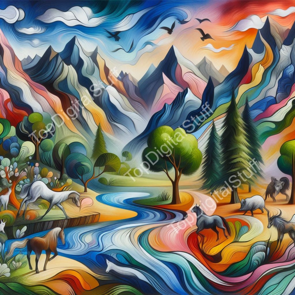 Enchanted Wilderness A Colorful Nature Harmony Tableau - Etsy